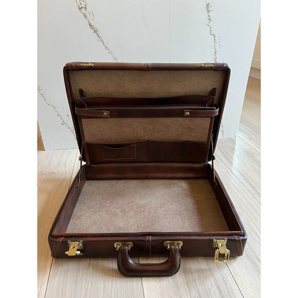 None | Bags | Vintage Leather Brown Work Classic Briefcase With Brass ...
